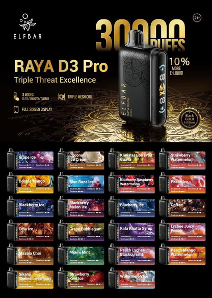 Buy ELF BAR RAYA D3 PRO Disposable Vape 30000 Puffs in India